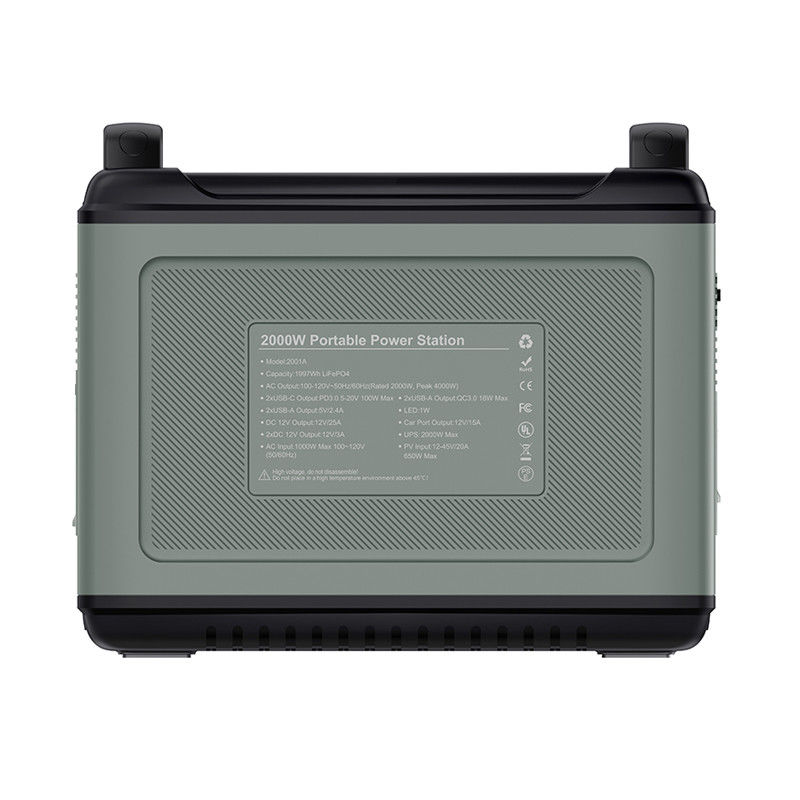 LiFePO4 2000Wh AC Portable Power Supply , Rechargeable 2KW Solar Generator